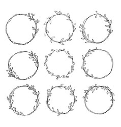 Wreath leaf circle border frame Royalty Free Vector Image