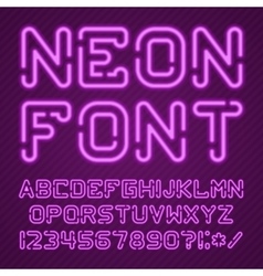 Pink neon script uppercase and lowercase letters Vector Image