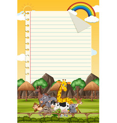 Border template design with many wild animals Vector Image