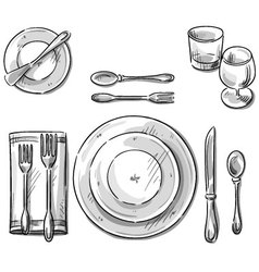 Dinner place setting Royalty Free Vector Image