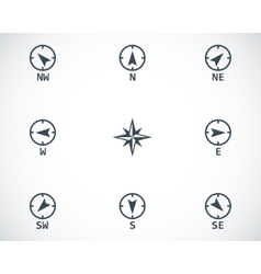 Black wind rose icon set Royalty Free Vector Image