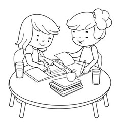 Children doing their homework Royalty Free Vector Image