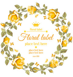 Yellow rose border floral card Royalty Free Vector Image