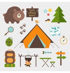 Camping with animals in the forest Royalty Free Vector Image