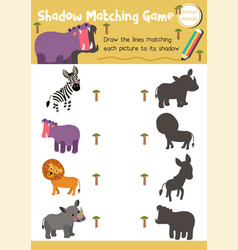 Shadow matching game farm animal coloring page Vector Image