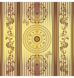 Gold floral seamless striped pattern Royalty Free Vector