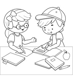 Children doing their homework Royalty Free Vector Image
