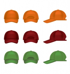 Set caps front back and side view Royalty Free Vector Image