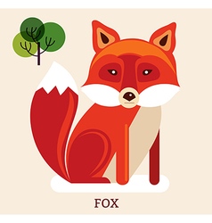 Cartoon fox look back Royalty Free Vector Image