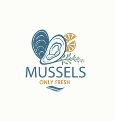 Mussels in shell isolated of seafood Royalty Free Vector