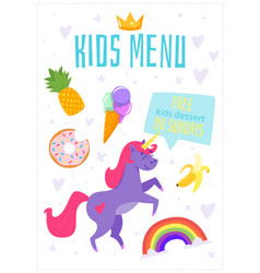 Kids food menu design template Royalty Free Vector Image