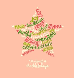 Christmas star card word cloud design Royalty Free Vector