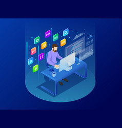 Isometric mobile development Royalty Free Vector Image