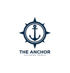 Marine retro emblems logo with anchor rope ship Vector Image