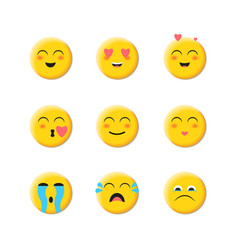 Cute flat style emoji emoticon icon set Royalty Free Vector