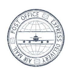 Blank round grungy label retro postal stamp Vector Image