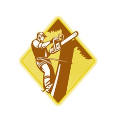 Tree surgeon arborist chainsaw retro vector