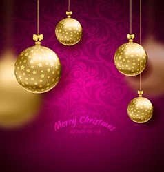 Background with purple christmas balls Royalty Free Vector