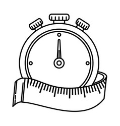 Tape measure doodle outline black and white Vector Image