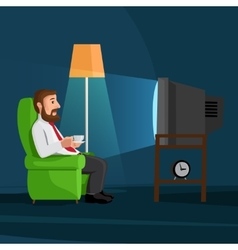 Cartoon man watching tv Royalty Free Vector Image