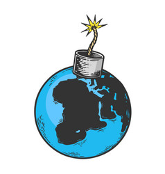 Nuclear bomb explosion engraving Royalty Free Vector Image