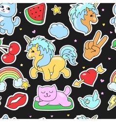 Sticker pack or patches seamless pattern Vector Image