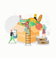 Cardboard box full food in hand Royalty Free Vector Image