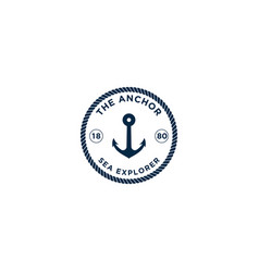 Marine retro emblems logo with anchor rope ship Vector Image
