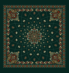 Rectangular bandana print design for rug carpet Vector Image