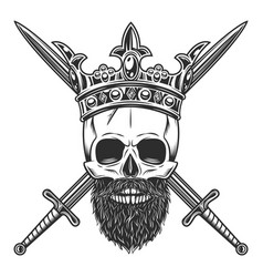 Gangster king royal crown with crossed knife Vector Image