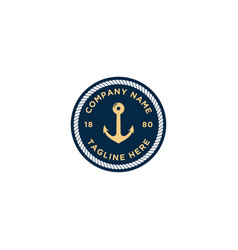 Marine retro emblems logo with anchor rope ship Vector Image