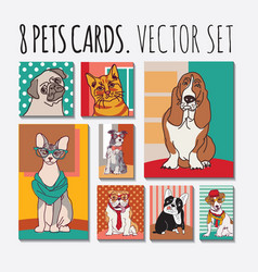Set of cards with cute superhero animals Vector Image