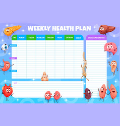 Kids weekly planner with cute monster cartoon Vector Image