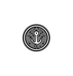 Marine retro emblems logo with anchor rope ship Vector Image