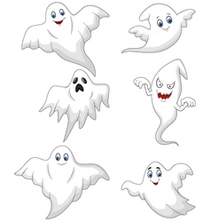 Cute ghost cartoon collection set Royalty Free Vector Image