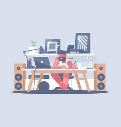 Blogging concept on yellow background laptop Vector Image