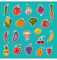 Fruits and vegetables group cartoon Royalty Free Vector