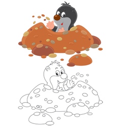Cartoon man digging hole with pickax or pick Vector Image