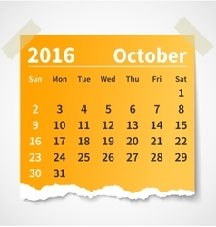Calendar template for october Royalty Free Vector Image