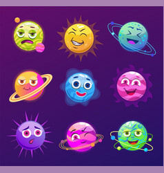 Cute planet set in cartoon style solar system Vector Image