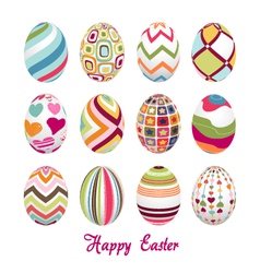 Set painted easter eggs with funny faces Vector Image