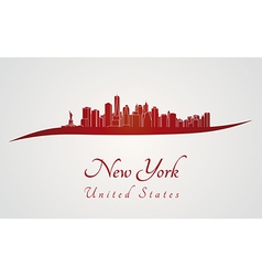 New york skyline linear style with rainbow Vector Image