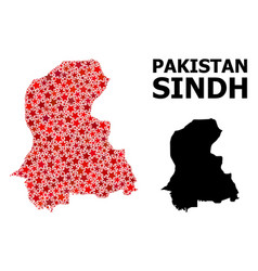 Flat map sindh province with name Royalty Free Vector Image