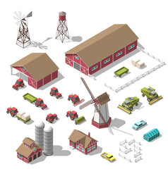 Isometric agricultural equipment farm tractors Vector Image