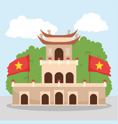 Hoi an vietnam travel and attraction Royalty Free Vector