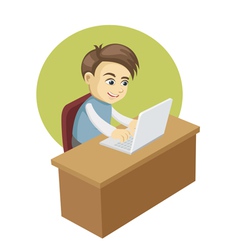 Little boy with personal computer Royalty Free Vector Image