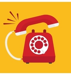 Vintage red phone with buttons dial ring Vector Image