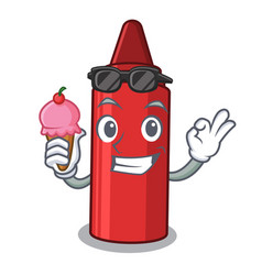Angry red crayon in a cartoon bag Royalty Free Vector Image