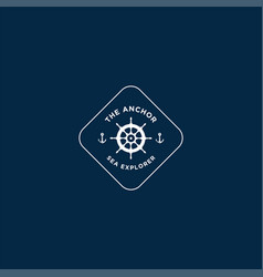 Marine retro emblems logo with anchor rope ship Vector Image