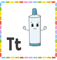 Funny alphabet abc flash cards cartoon cute Vector Image